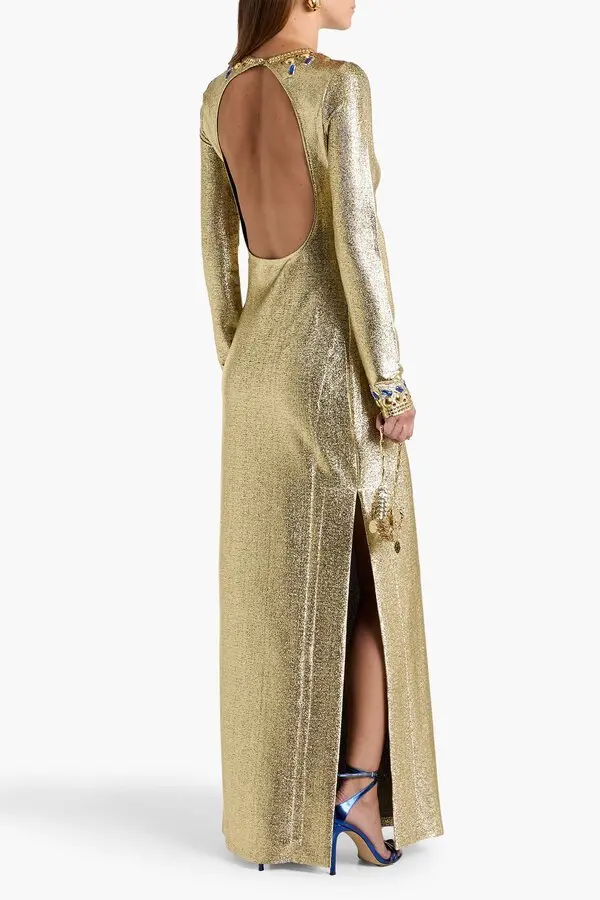 Rabanne Embellished Metallic Stretch-jersey Maxi Dress