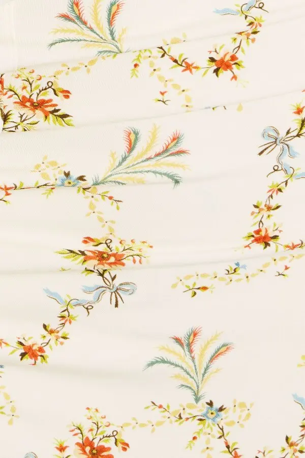 Rabanne Ruched Floralprint Jersey Maxi Dress