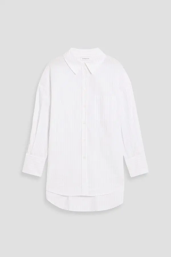 ANINE BING Mika Striped Cottonpoplin Shirt - White