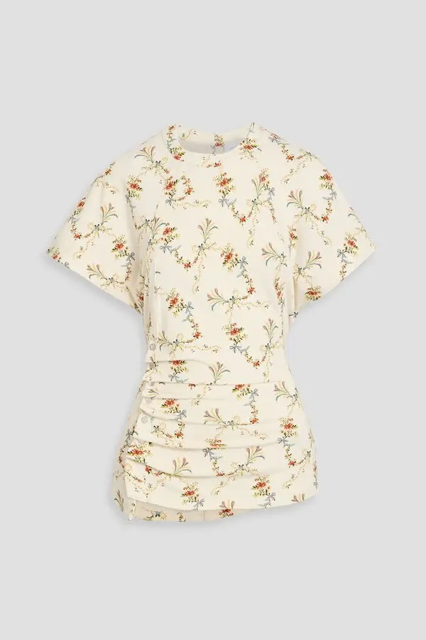 Rabanne Floralprint Stretchjersey Top - Ivory