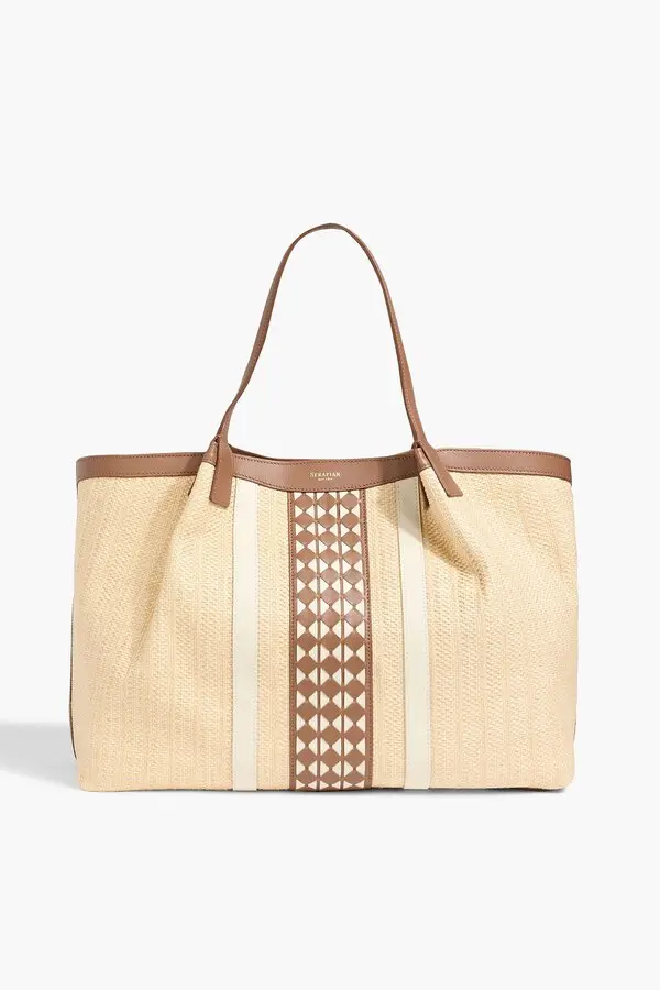 SERAPIAN Secret Leathertrimmed Raffia Tote