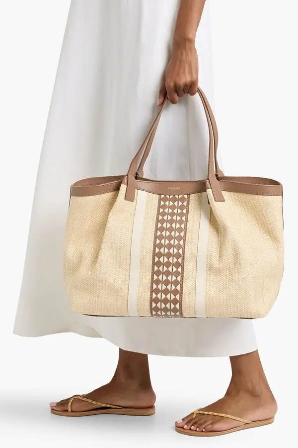SERAPIAN Secret Leathertrimmed Raffia Tote