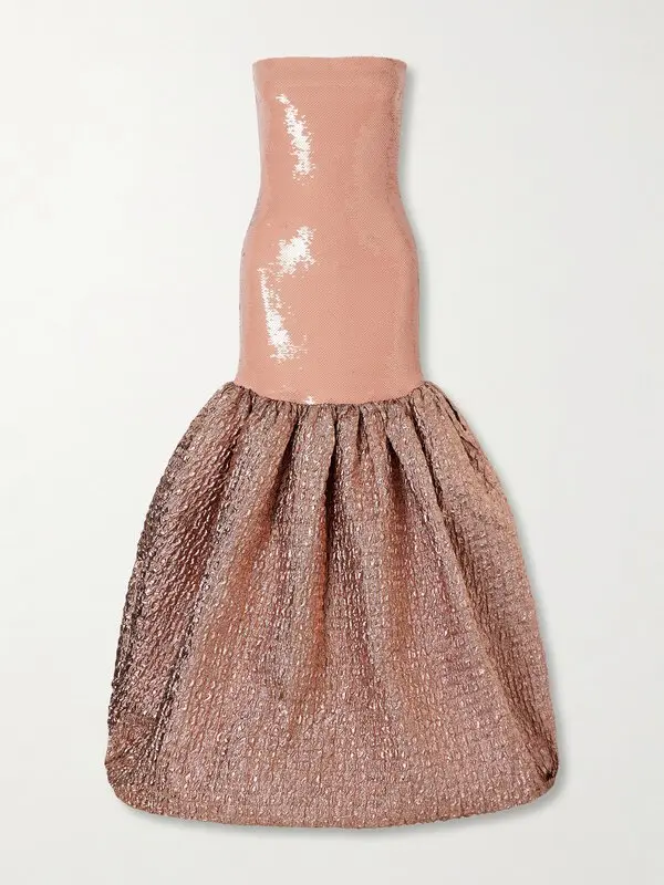 DIMA AYAD Sequin-embellished Cloqué Gown - Orange