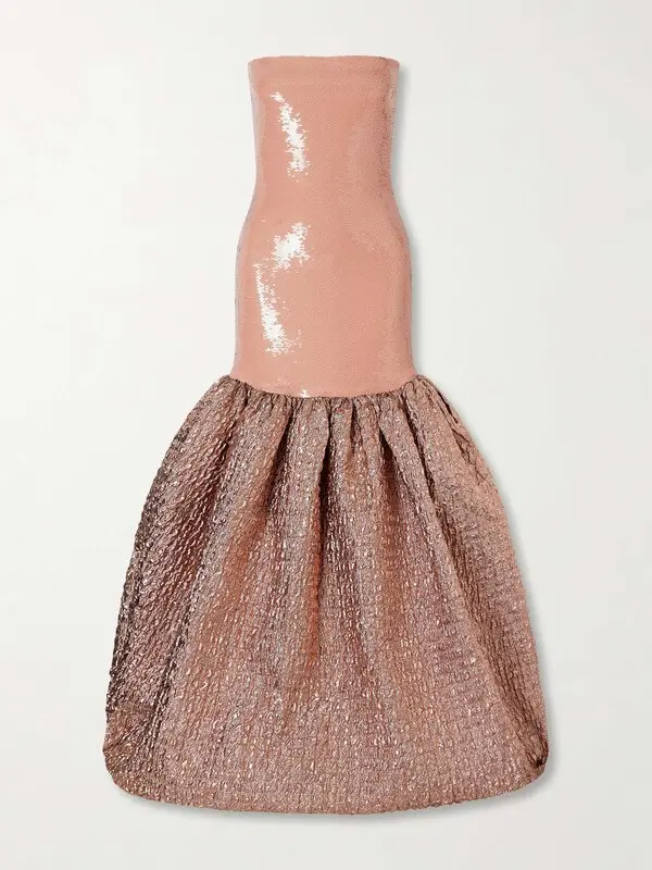 DIMA AYAD Sequin-embellished Cloqué Gown