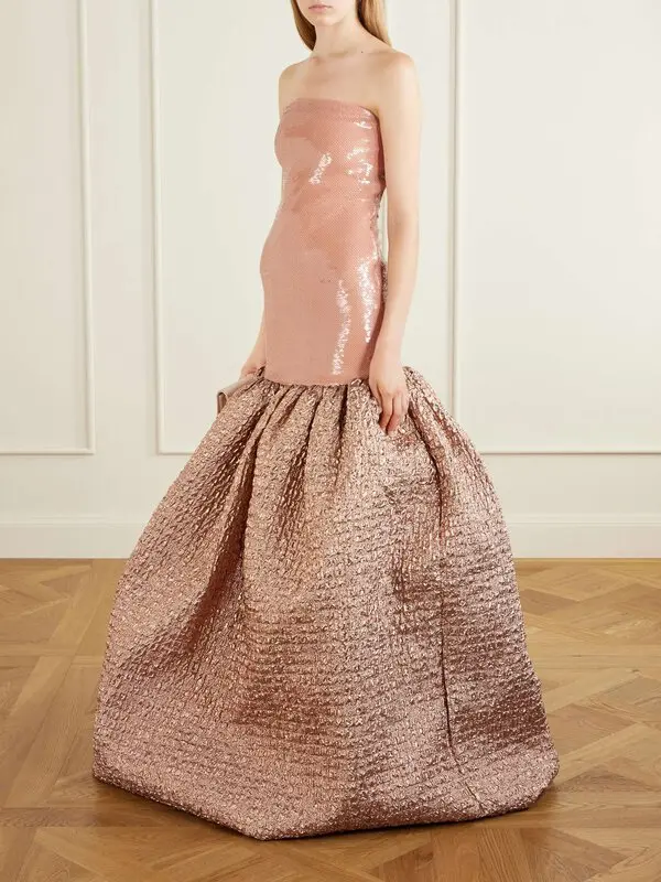 DIMA AYAD Sequin-embellished Cloqué Gown