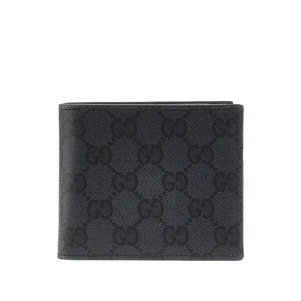 Gucci Bi-fold Wallet With Lacquered Gg Detail - Black