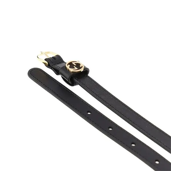 Gucci Leather Belt With Gg Interlock