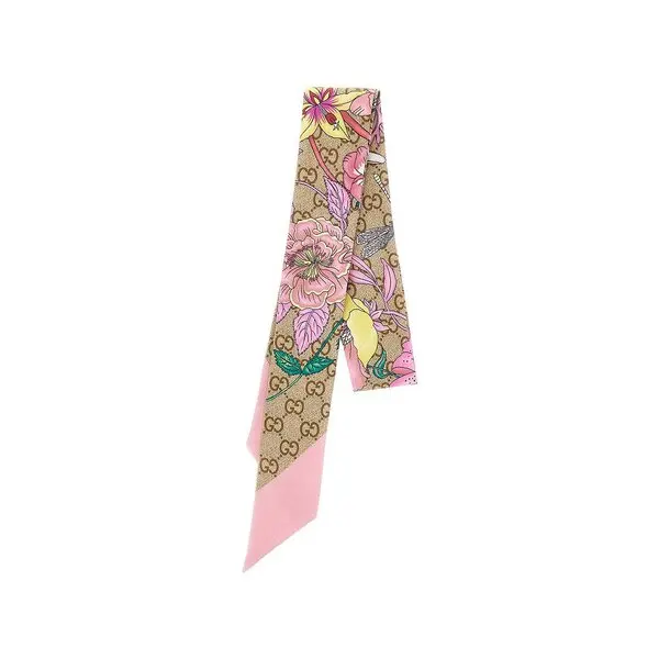 Gucci Silk Scarf With Gg Motif - Pink