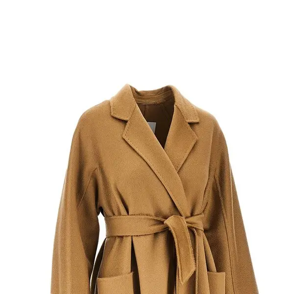 Max Mara Midi Belted Cashmere Coat - Beige