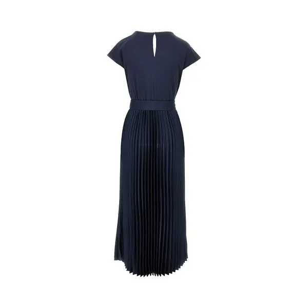 Max Mara Short-sleeve Pleated Satin Maxi Dress - Blue