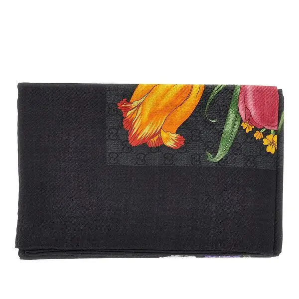 Gucci Silk And Wool-blend Scarf With Flora Print - Black