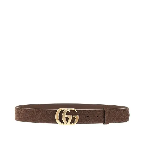 Gucci Leather Belt With Double G Buckle - Brown