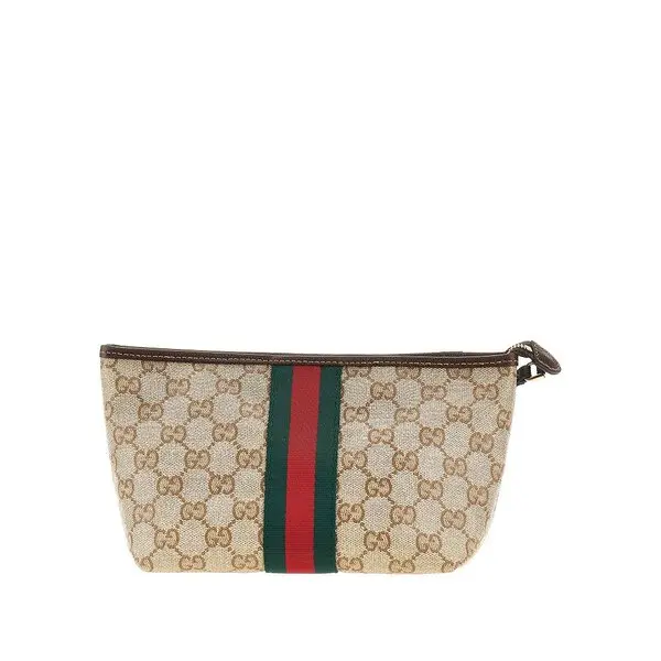 Gucci Gg Supreme Pouch With Web Ribbon