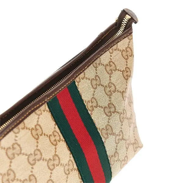 Gucci Gg Supreme Pouch With Web Ribbon