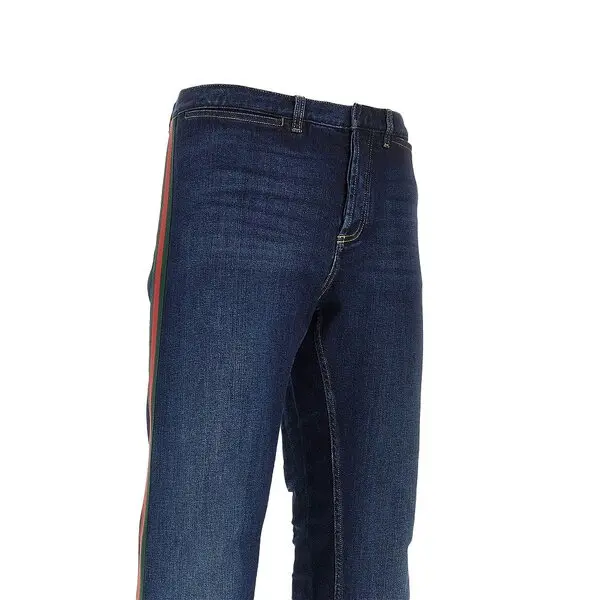 Gucci Denim Jeans With Web Ribbon