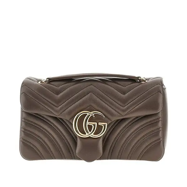 Gucci Gg Marmont' Nappa Leather Shoulder Bag - Brown