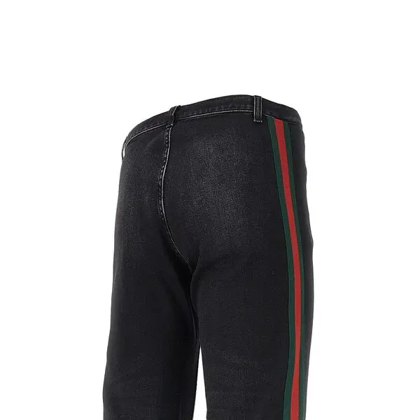 Gucci Denim Jeans With Web Ribbon