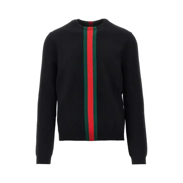 Gucci Cashere Sweater With Web Ribbon An - Black