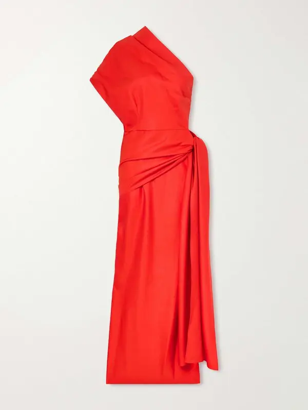 HEIRLOME Helena One-shoulder Silk-twill Maxi Dress