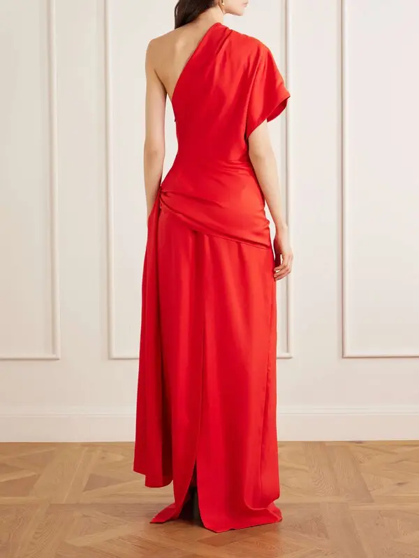 HEIRLOME Helena One-shoulder Silk-twill Maxi Dress