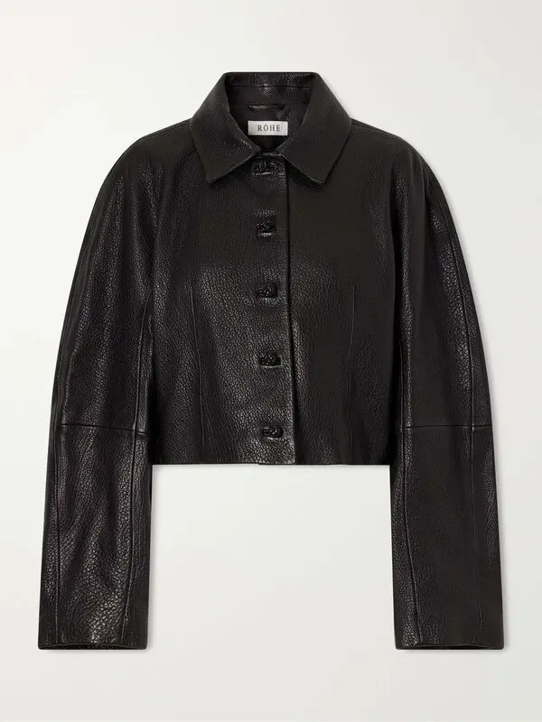 RÓHE Cropped Textured-leather Jacket