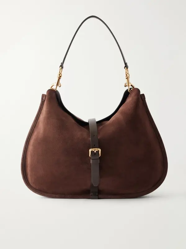 Etro Pony Large Leather-trimmed Suede Shoulder Bag - Brown