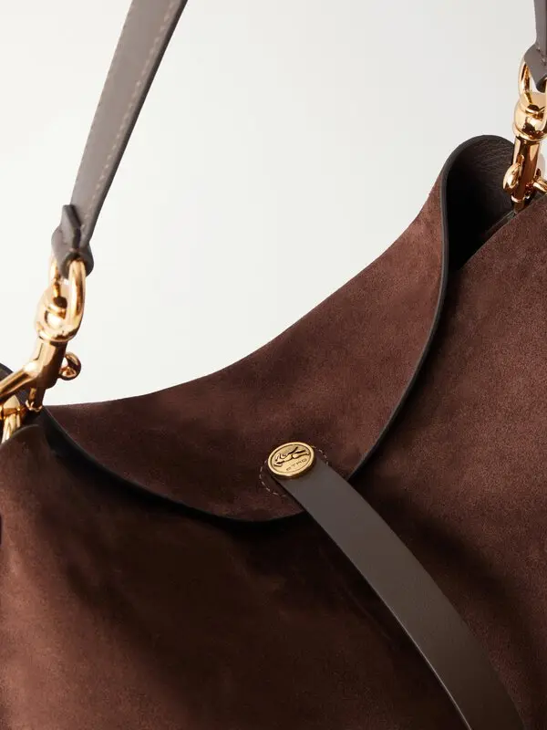 Etro Pony Leather-trimmed Suede Shoulder Bag