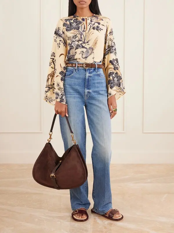 Etro Pony Leather-trimmed Suede Shoulder Bag - Brown