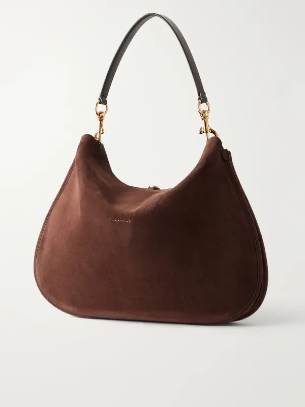 Etro Pony Leather-trimmed Suede Shoulder Bag - Brown