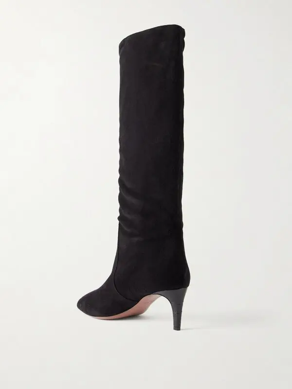 Paris Texas Stiletto 60 Suede Knee High Boots - Black