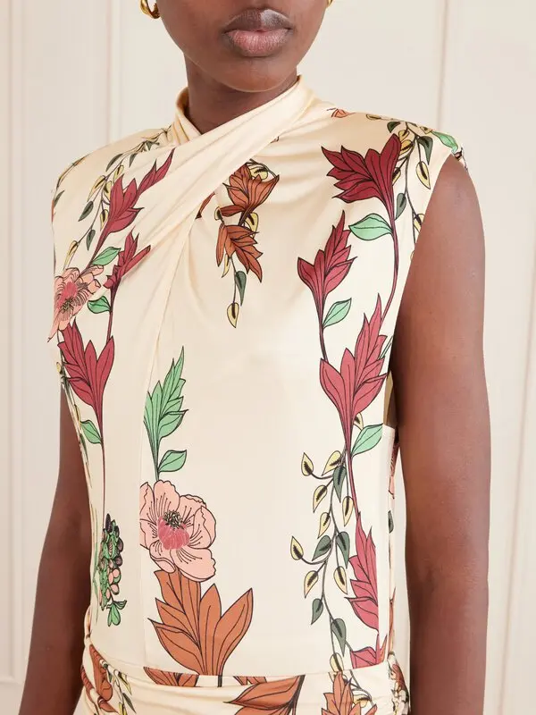 Johanna Ortiz Floral-print Satin Maxi Dress - Neutrals