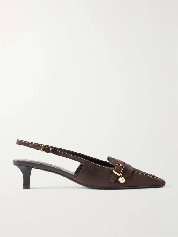 TOD'S 40 Logo-detailed Suede Pumps