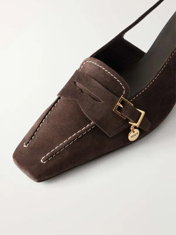 TOD'S 40 Logo-detailed Suede Pumps