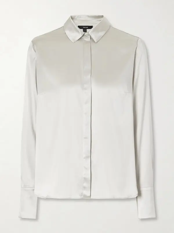 THE PARK Bonnie Silk-blend Shirt - Gray