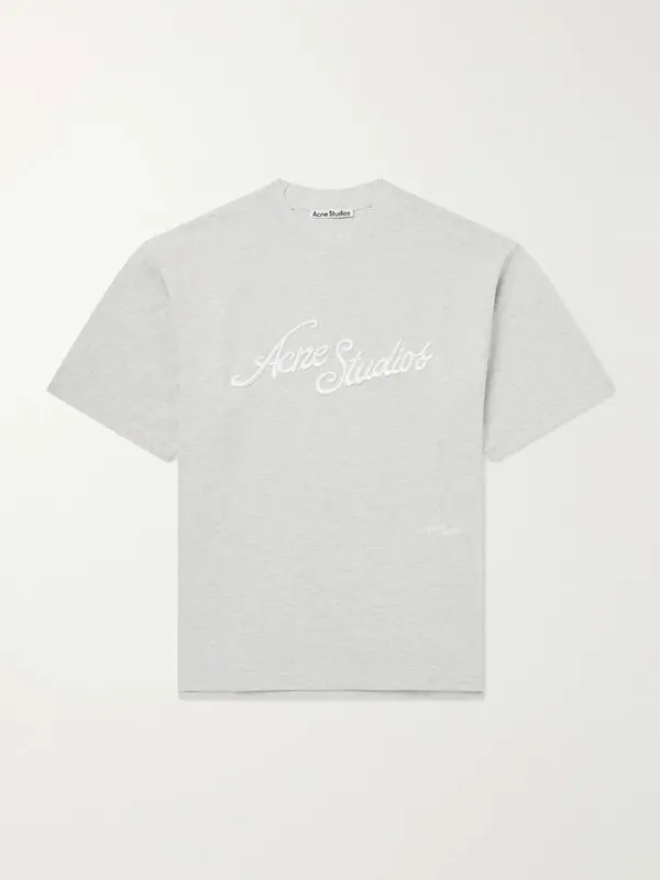 Acne Studios Logo-embroidered Cotton-piqué T-shirt - Gray