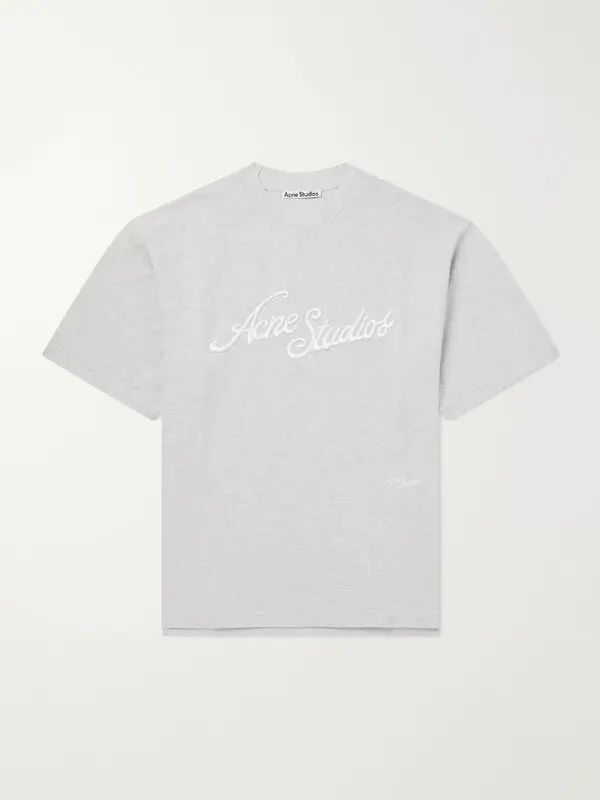 Acne Studios Logo-embroidered Cotton-piqué T-shirt - Gray