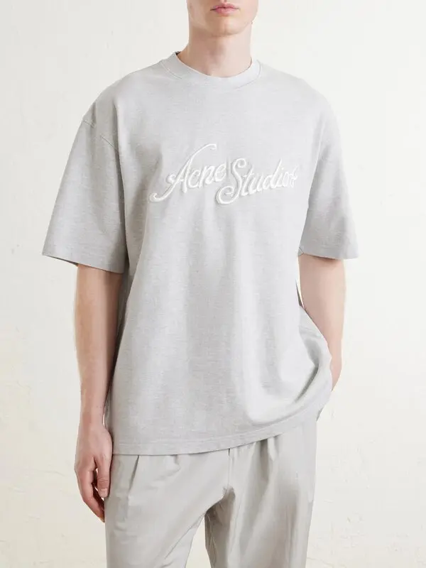 Acne Studios Logo-embroidered Cotton-piqué T-shirt