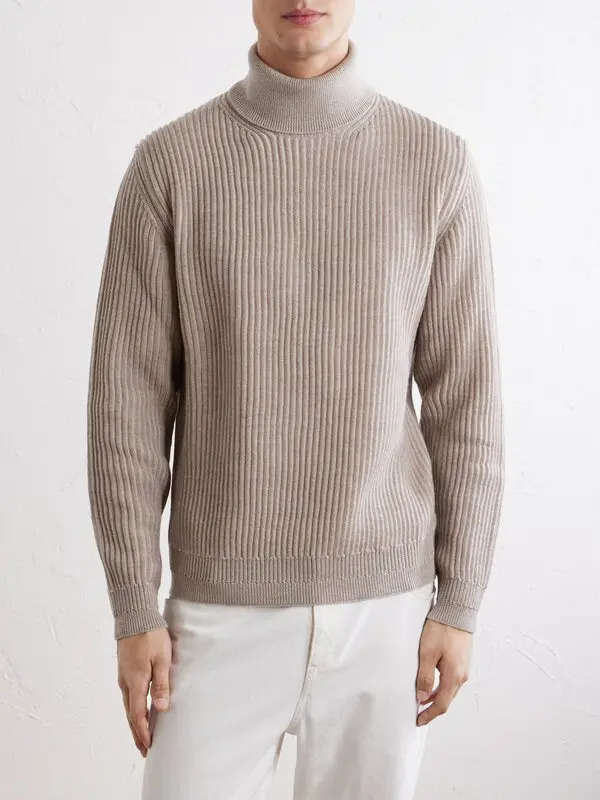 SLOWEAR Ribbed Virgin Wool Rollneck Sweater