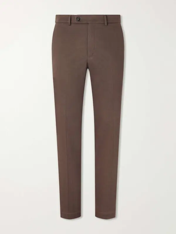SLOWEAR Straight-leg Stretch-cotton Gabardine Trousers - Brown