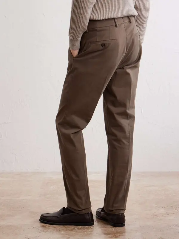 SLOWEAR Straight-leg Stretch-cotton Gabardine Trousers