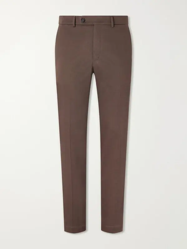 SLOWEAR Straight-leg Stretch-cotton Gabardine Trousers - Brown