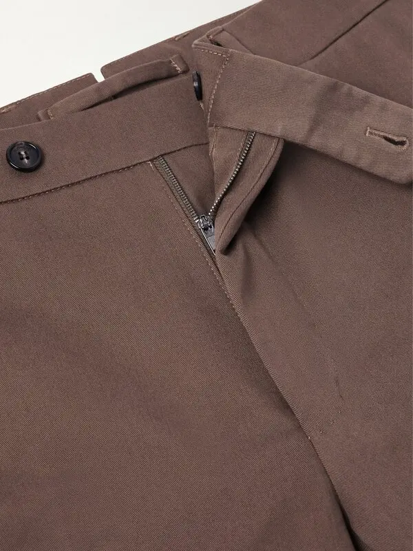 SLOWEAR Tapered Pleated Stretch-cotton Gabardine Suit Trousers