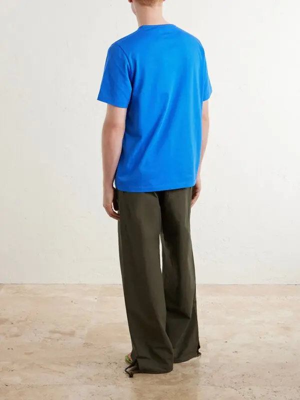 JW Anderson Gardener Logo-embroidered Printed Cotton-jersey T-shirt - Blue