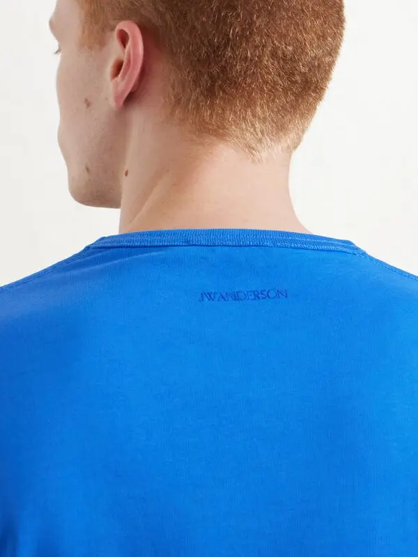 JW Anderson Gardener Logo-embroidered Printed Cotton-jersey T-shirt - Blue