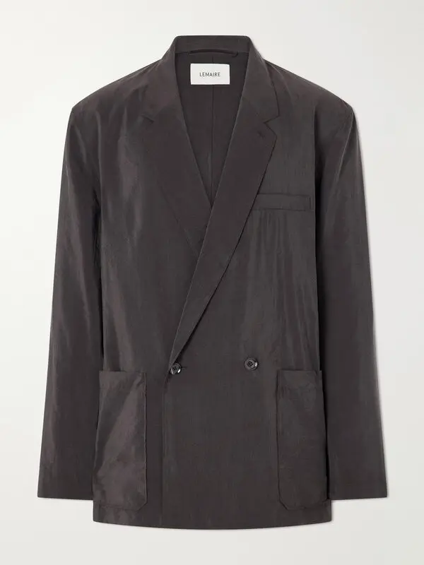 LEMAIRE Double-breasted Silk-blend Suit Jacket - Brown