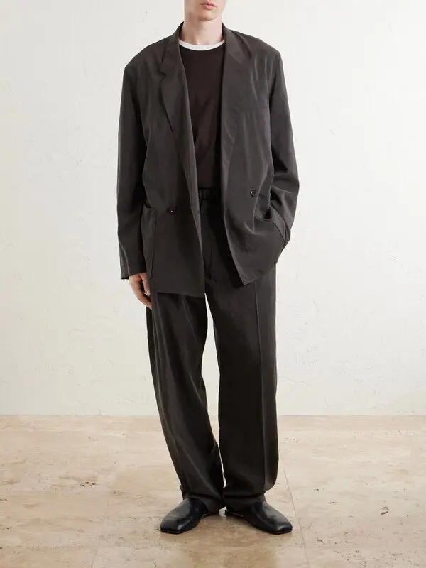 LEMAIRE Double-breasted Silk-blend Suit Jacket - Brown