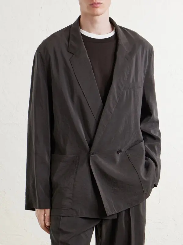LEMAIRE Double-breasted Silk-blend Suit Jacket - Brown