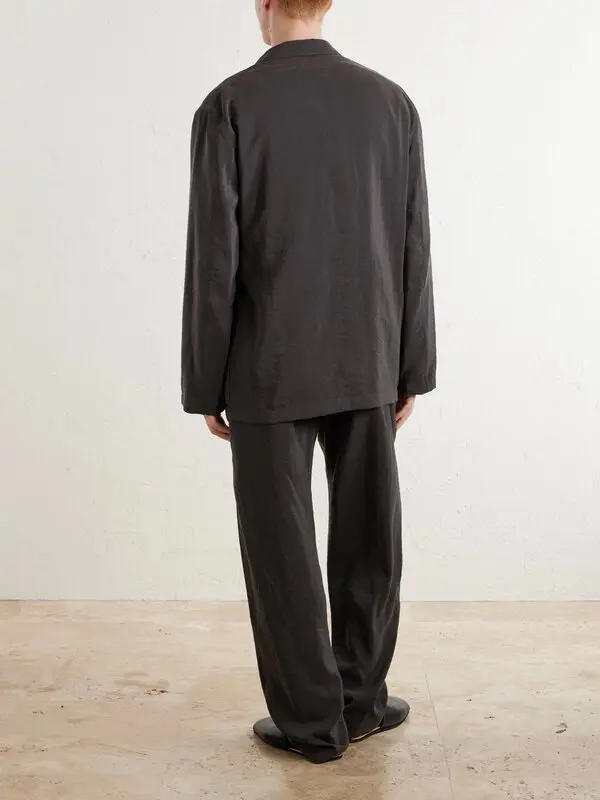 LEMAIRE Double-breasted Silk-blend Suit Jacket - Brown