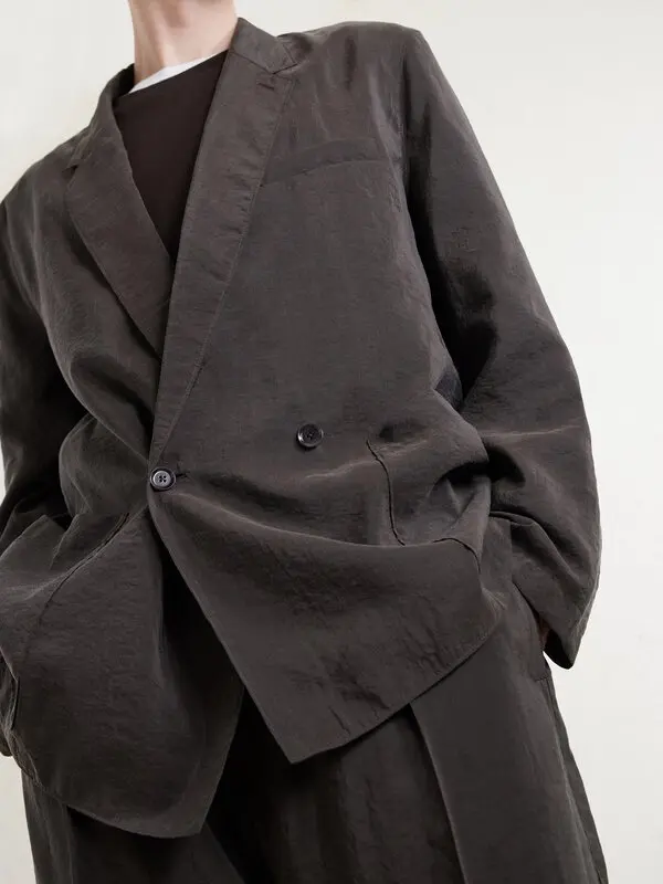 LEMAIRE Double-breasted Silk-blend Suit Jacket - Brown