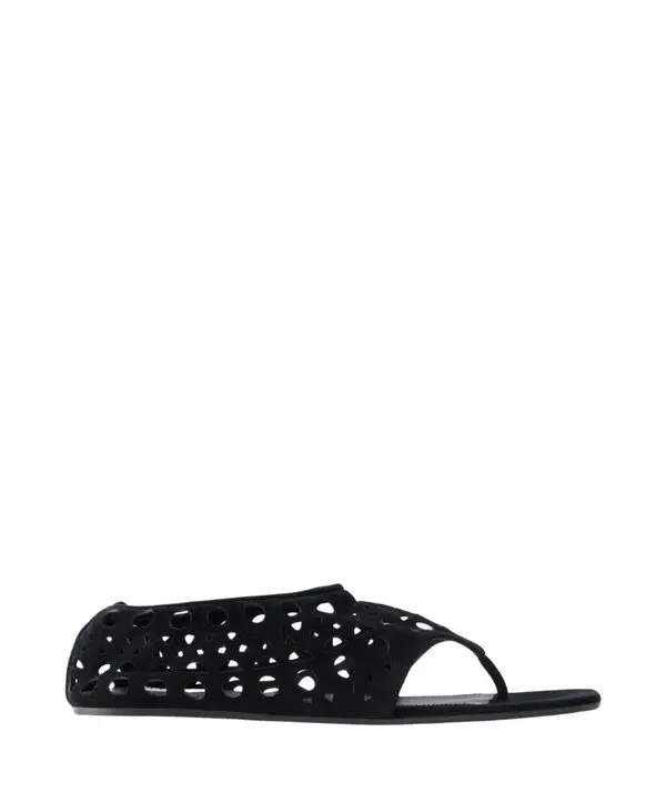 Alaïa Neo Vienne Perforated Suede Flats - Black